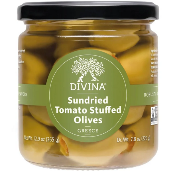 Divina Green Olives with Sundried Tomatoes – White Horse Wine and Spirits