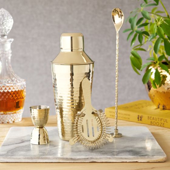 Gold Hammered Barware Set – White Horse Wine and Spirits