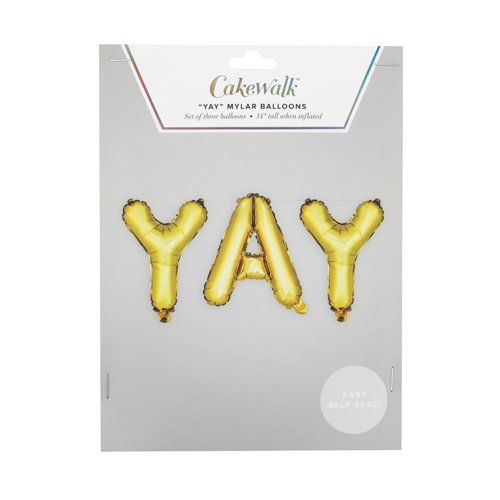 Gold "YAY" Mylar Balloon by Cakewalk – White Horse Wine and Spirits
